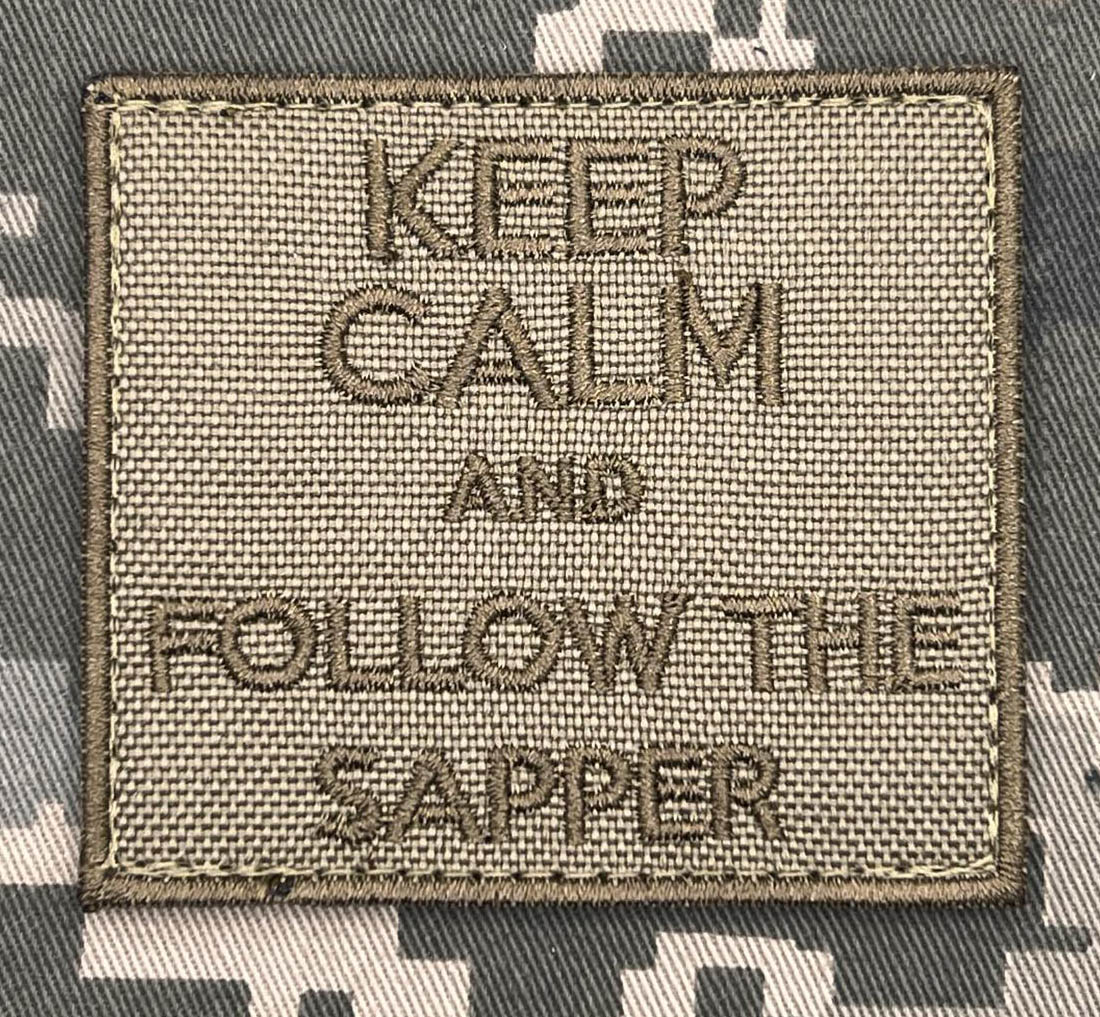 Шеврон ceep calm and follow sapper вишивка