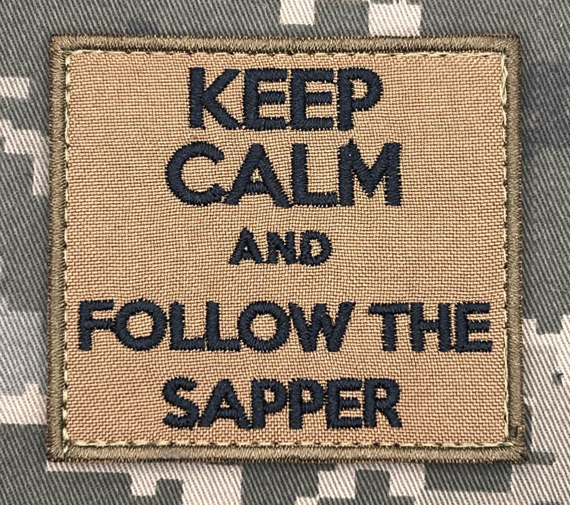 Шеврон ceep calm and follow sapper вишивка